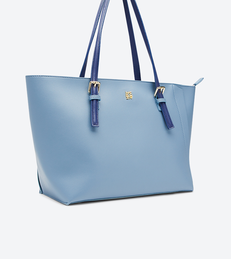 Buy Naturalizer Zip Up Closure Double Grab Handle Tote Bag Blue In Blue ...