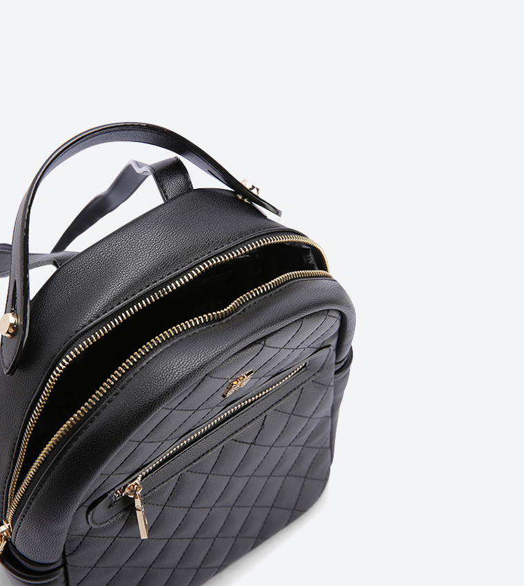 Buy Naturalizer Oleander Quilted Top Zip Closure Backpack Black In ...