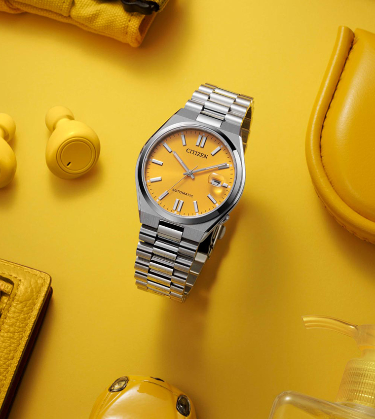 Buy Citizen Yellow Dial Mechanical Watch In Silver | 6thStreet Qatar
