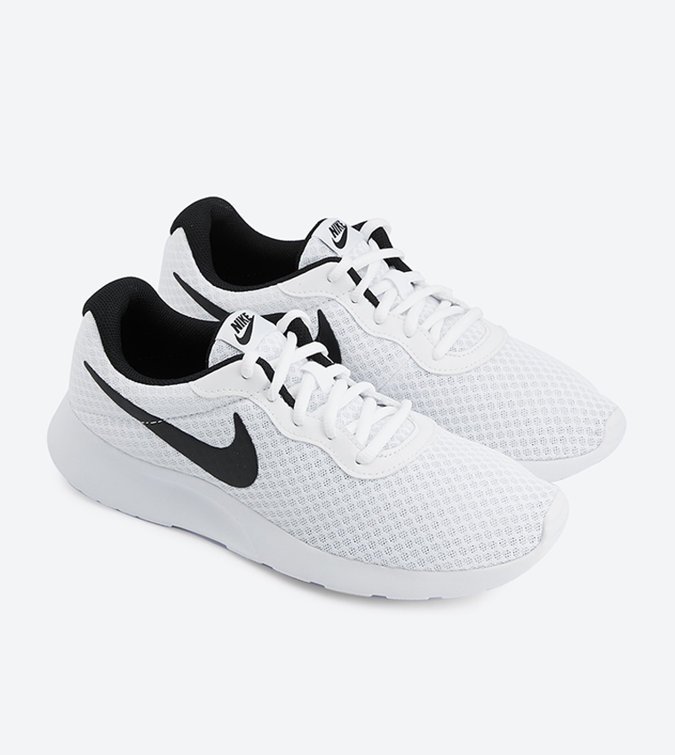 Buy Nike Tanjun Lace Up Closure Round Toe Sneakers White In White ...