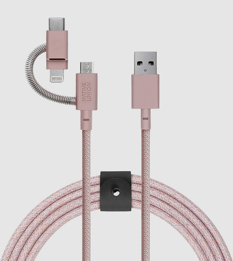 Buy Native Union Belt 2M Cable 3 In 1 Lightning Micro And Type C Rose ...
