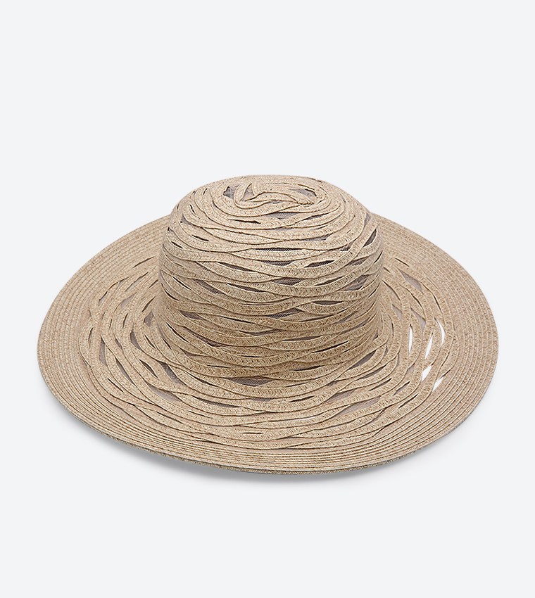 Buy Nine West Sheer Open Super Floppy Hat Sand | 6thStreet Kuwait