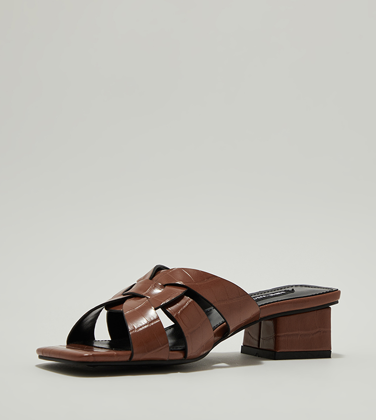 Buy Nine West ANDY AK Block Heel Sandals In Brown | 6thStreet UAE