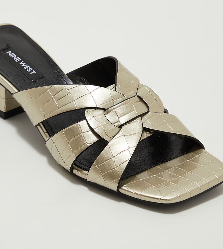Buy Nine West ANDY AK Block Heel Sandals In Gold | 6thStreet UAE