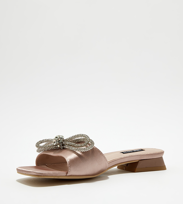 Buy Nine West ARCHIE AK Embellished Bow Flat Sandals In Pink ...