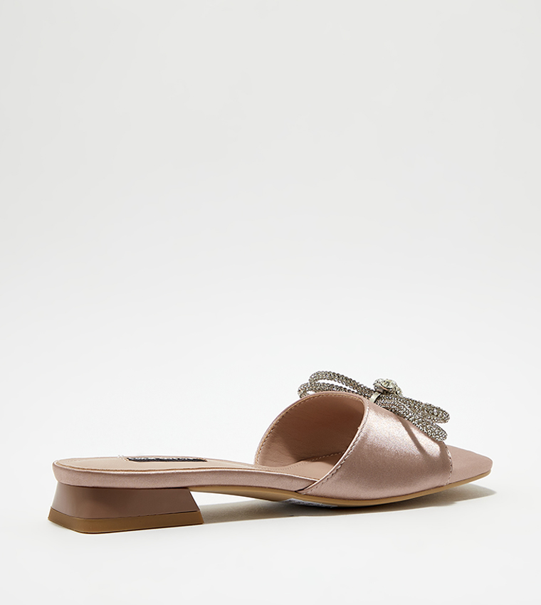 Buy Nine West ARCHIE AK Embellished Bow Flat Sandals In Pink ...