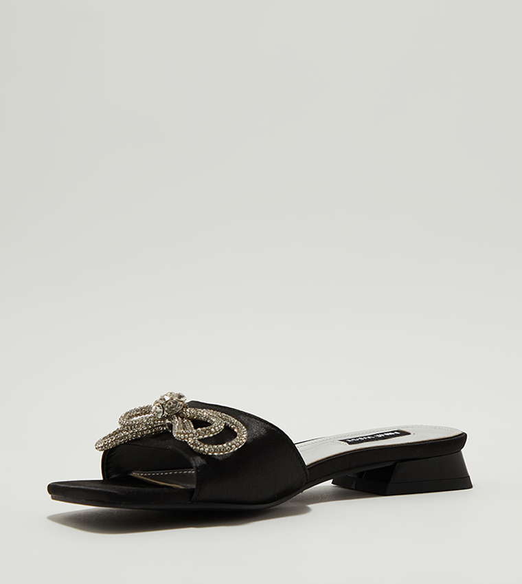 Buy Nine West ARCHIE AK Embellished Bow Flat Sandals In Black ...