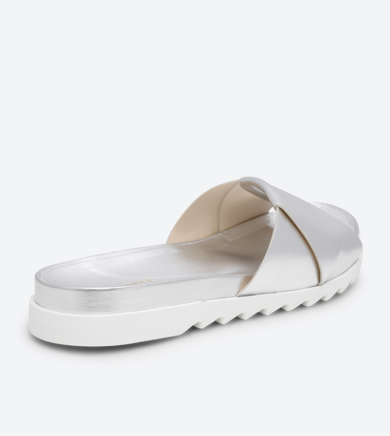 Buy Nine West Furaish Slides Silver In Silver | 6thStreet Qatar