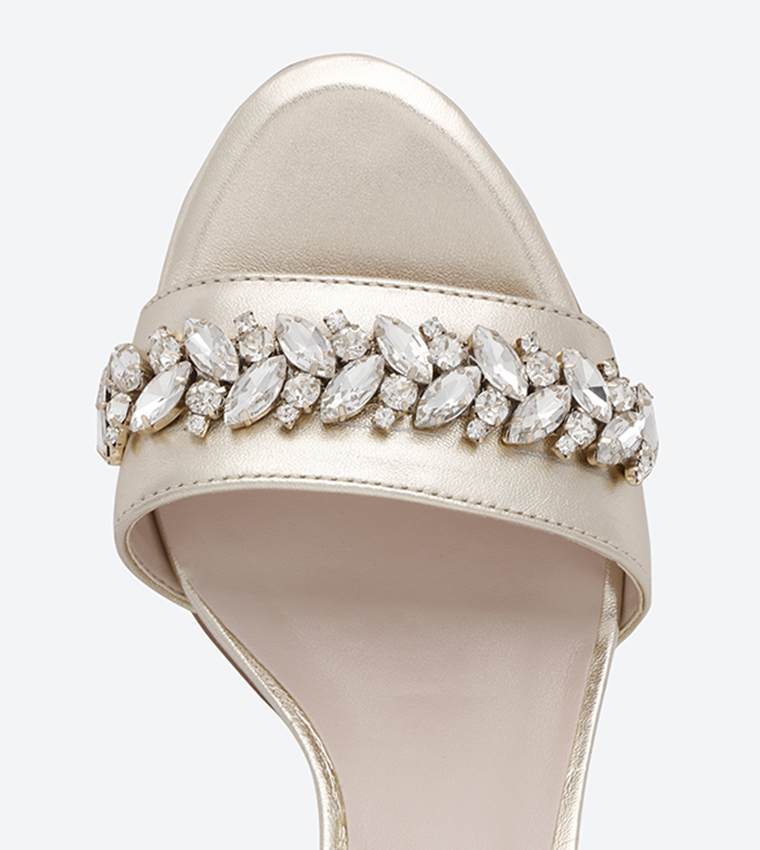 Buy Nine West Lelon Kitten Heel Sandals Light Gold NWLELON | 6thStreet ...