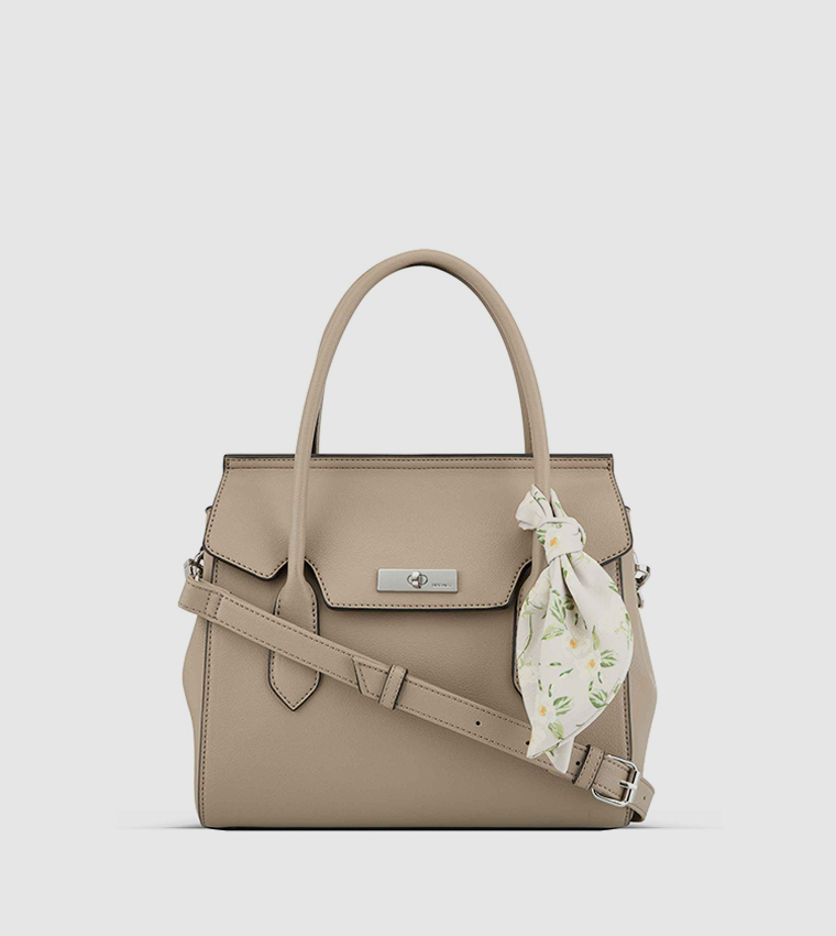 Buy Nine West HARMON Logo Detail Satchel Bag In Grey | 6thStreet UAE