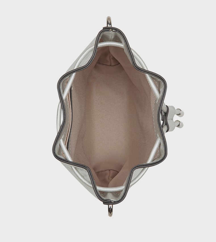 Buy Nine West CIRILLA Metallic Drawstring Bag In Silver | 6thstreet UAE