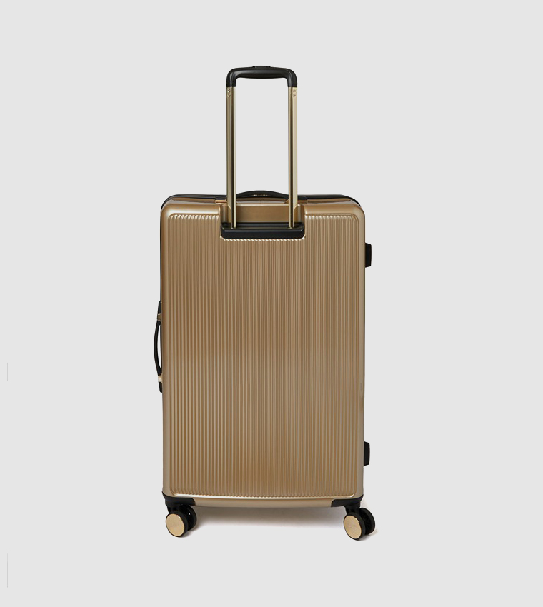 Buy Dune London Logo Detail Hard Shell Trolley Bag, 77cm In Gold ...