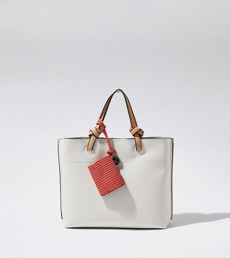 Buy Parfois Zippered Tote Bag With Coin Purse In Ecru | 6thStreet UAE