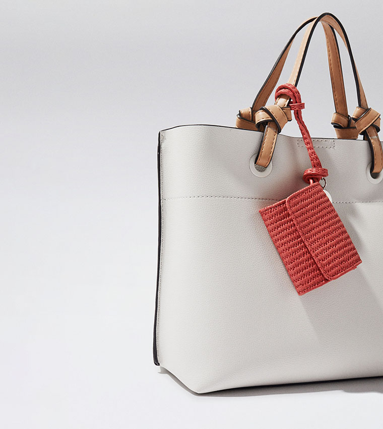 Buy Parfois Zippered Tote Bag With Coin Purse In Ecru | 6thStreet UAE