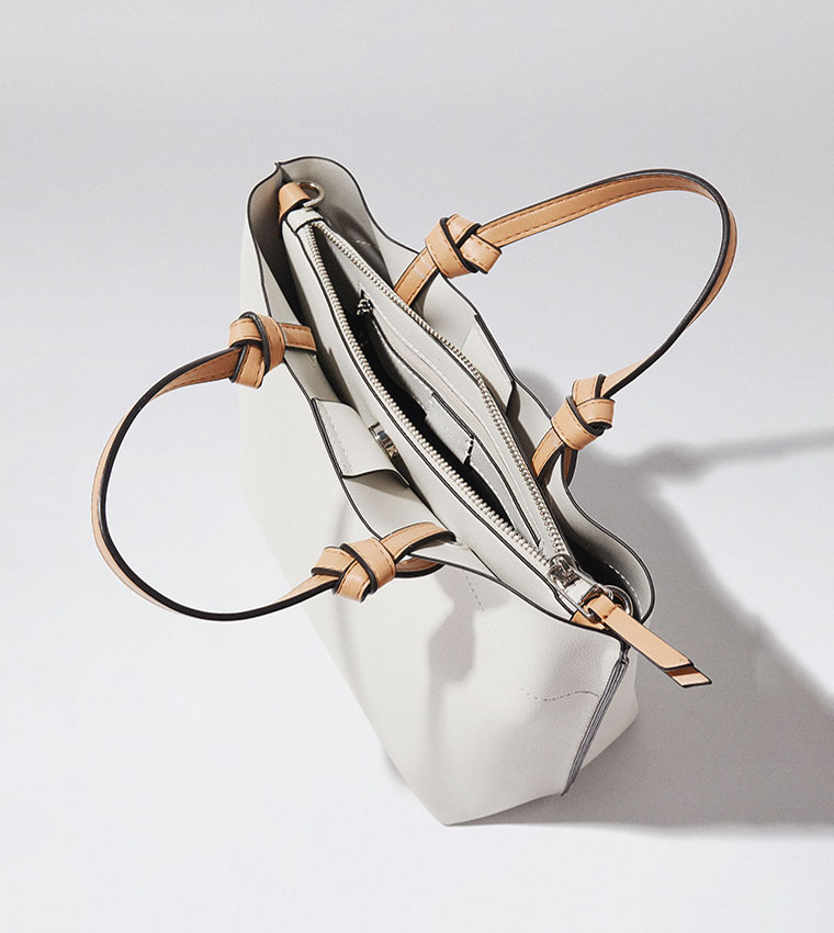 Buy Parfois Zippered Tote Bag With Coin Purse In Ecru | 6thStreet UAE