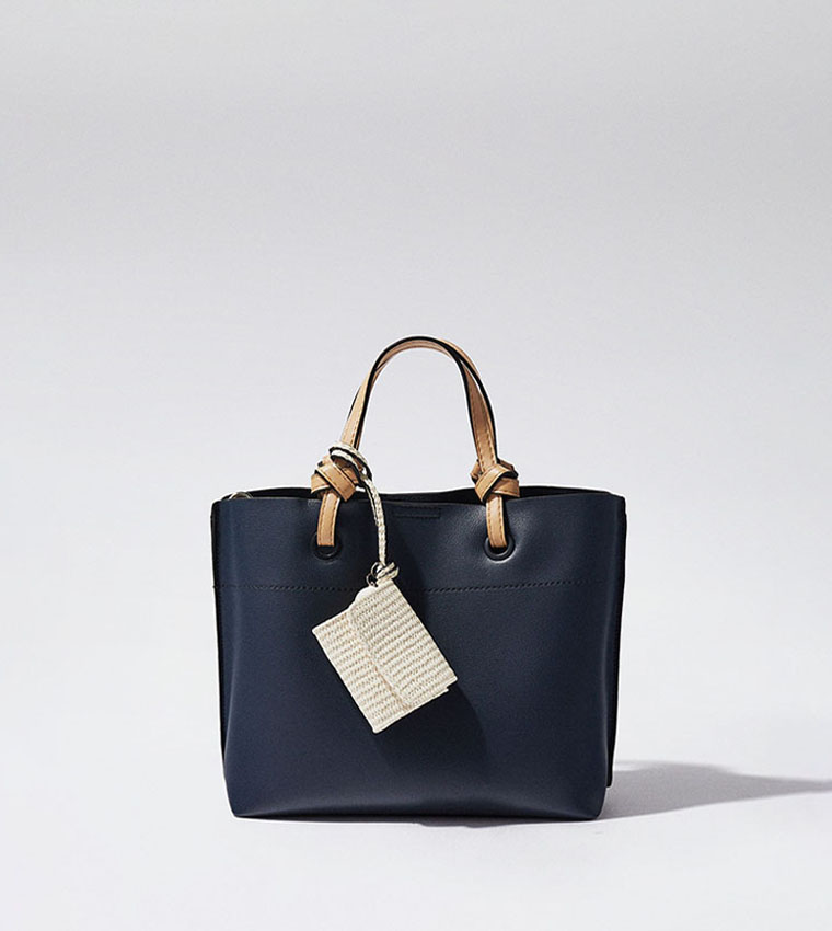 Buy Parfois Zippered Tote Bag With Coin Purse In Navy | 6thStreet UAE