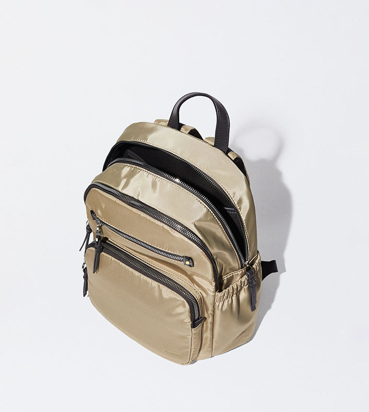 Buy Parfois Zippered Backpack With Charm In Khaki | 6thStreet UAE