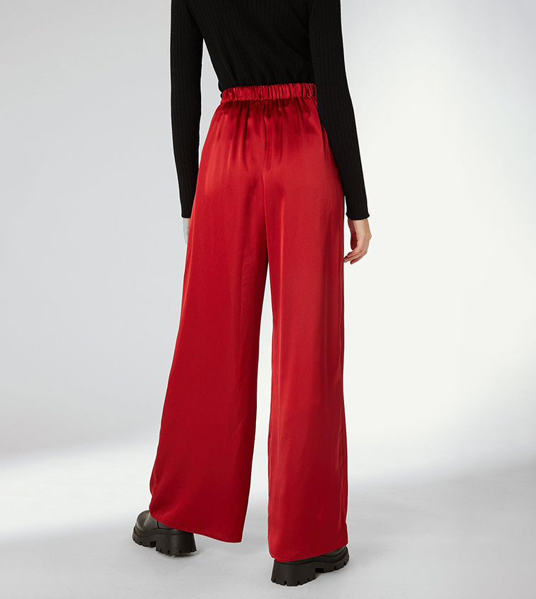 Buy Principles Satin Wide Leg Trouser Co Ord Set In Red | 6thStreet UAE