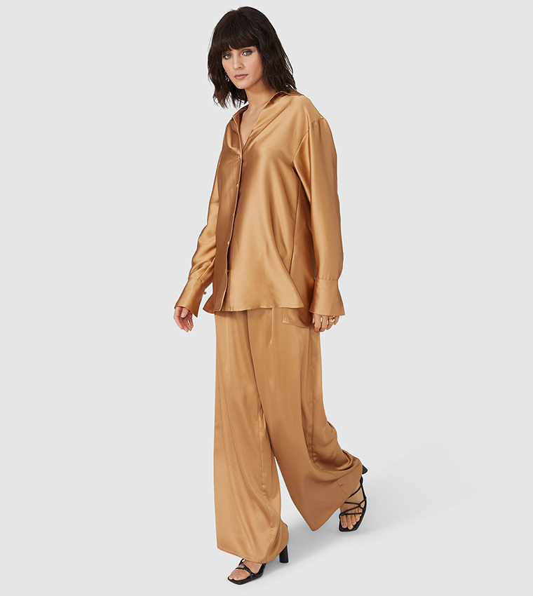 Buy Principles Satin Wide Leg Trouser Co Ord Set In Beige | 6thStreet ...