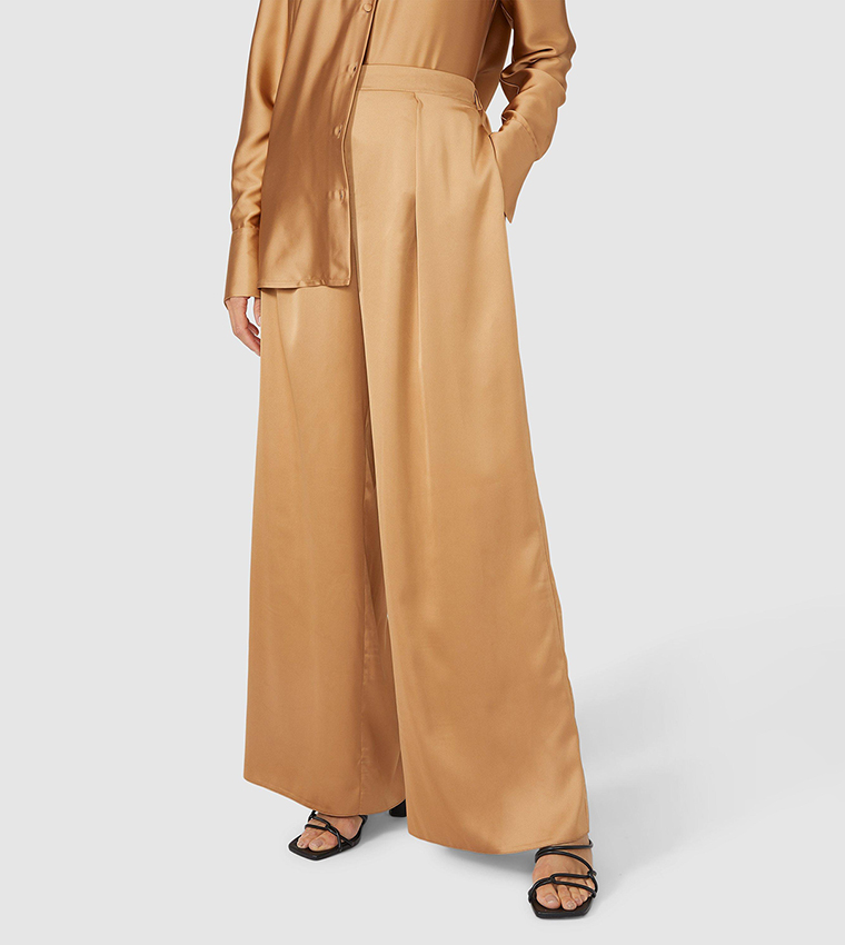 Buy Principles Satin Wide Leg Trouser Co Ord Set In Beige | 6thStreet ...