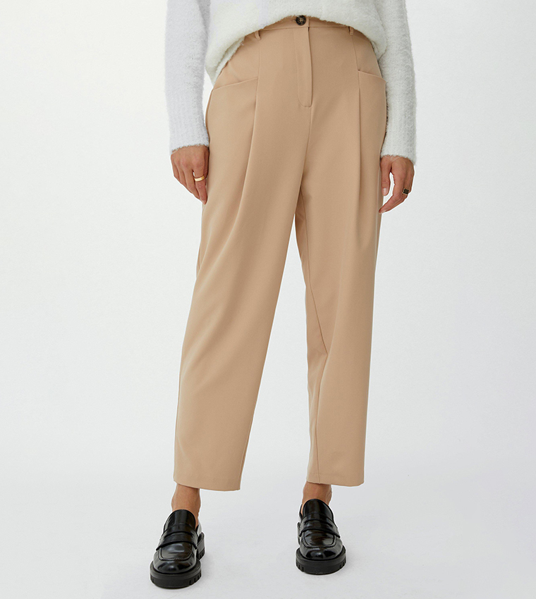 Buy Principles Pocket Front Barrel Leg Trousers In Beige | 6thStreet UAE