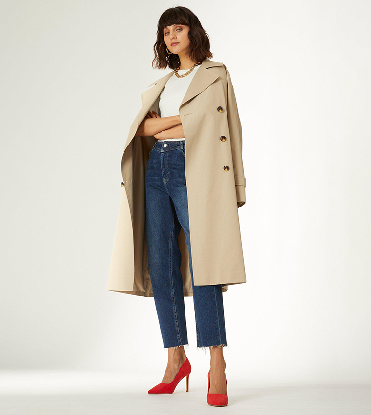 Buy Principles Oversized Trench Coat In Beige | 6thstreet Kuwait