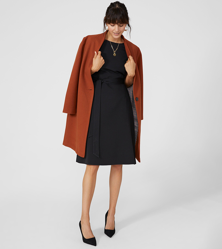 Buy Principles Belted Fit And Flare Smart Dress In Black | 6thStreet UAE