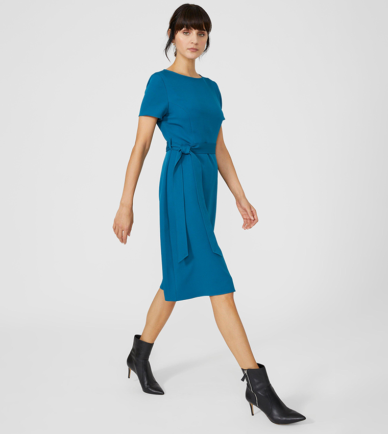 Buy Principles Belted Fit And Flare Smart Dress In Teal | 6thStreet UAE