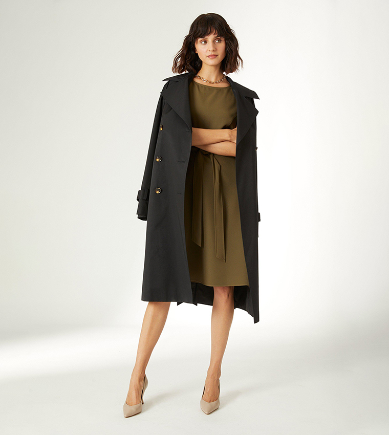 Buy Principles Belted Fit And Flare Smart Dress In Khaki | 6thStreet UAE