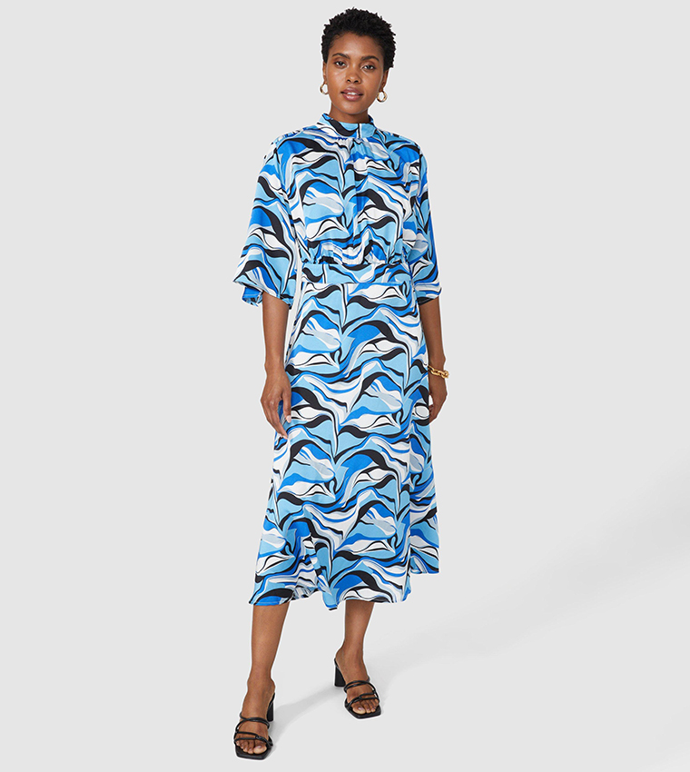 Buy Principles Blue Swirl Printed Midi Dress In Blue | 6thStreet Kuwait