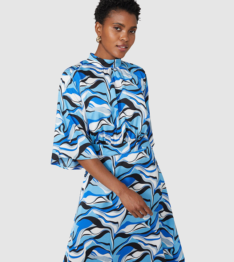 Buy Principles Blue Swirl Printed Midi Dress In Blue | 6thStreet Kuwait