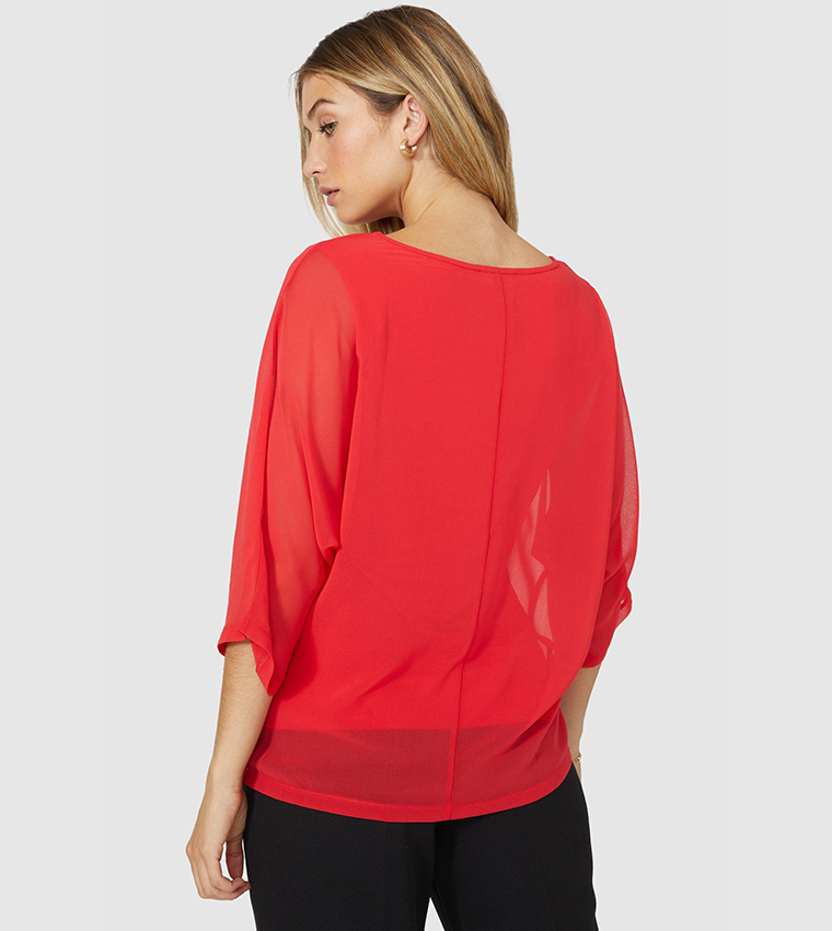 Buy Principles Chiffon Batwing Top In Red | 6thStreet Saudi Arabia