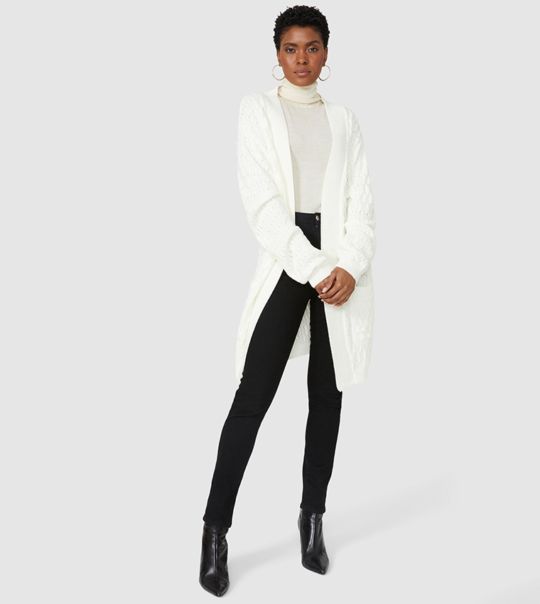 Buy Principles Diamond Knit Cardigan In White | 6thStreet Kuwait