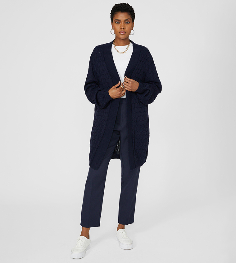 Buy Principles Diamond Knit Cardigan In Navy | 6thStreet Qatar