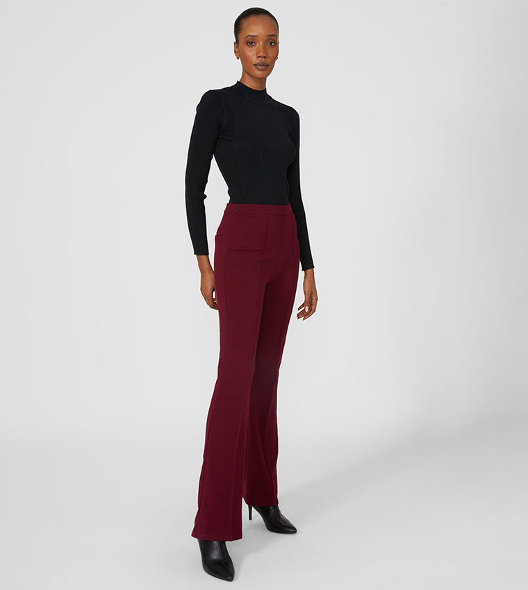 Buy Principles Ponte Flared Trousers In Red | 6thStreet Saudi Arabia