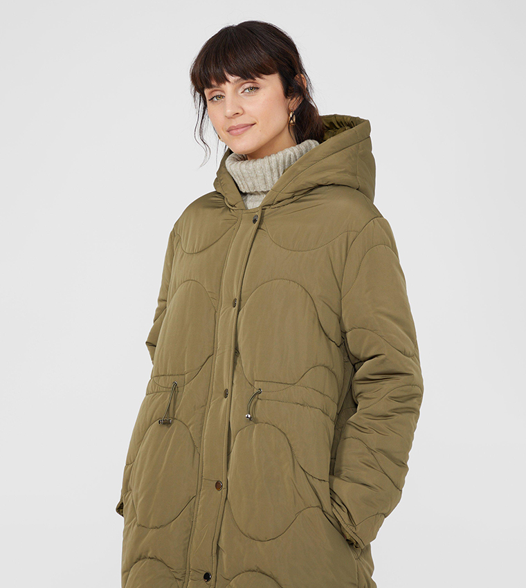 Buy Principles Onion Quilted Longline Coat In Khaki | 6thStreet Saudi ...