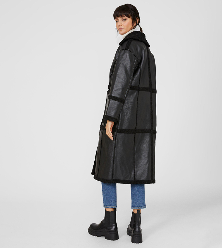 Buy Principles Borg Trim Pocket Detail Coat In Black | 6thStreet UAE