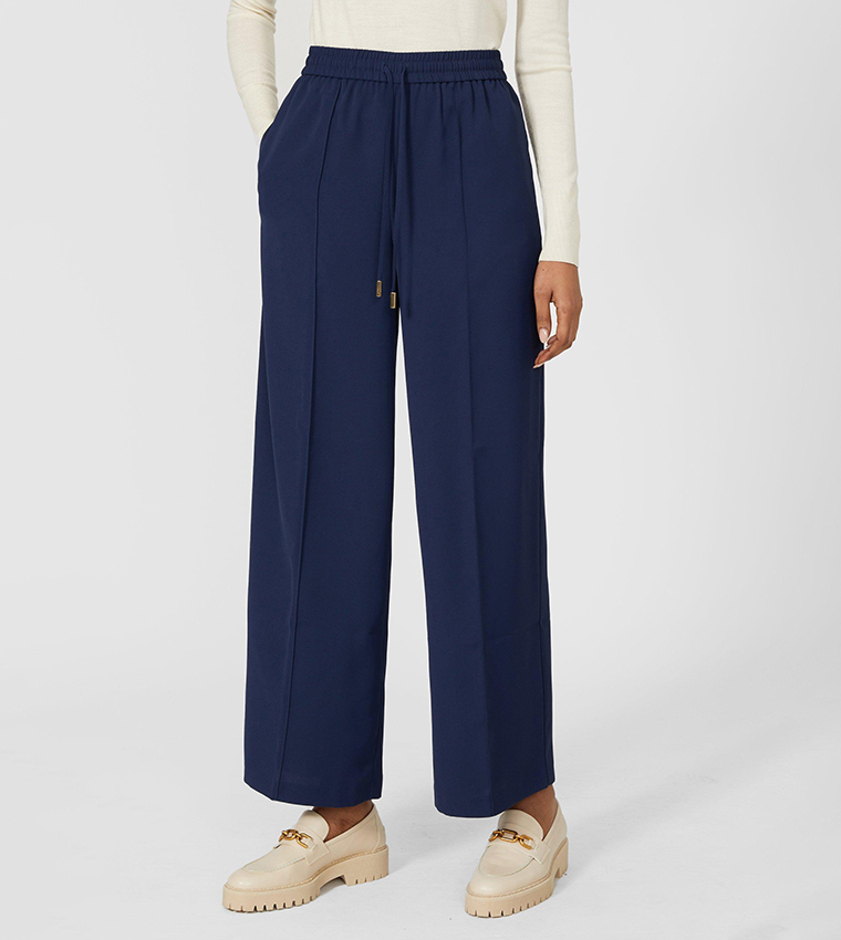 Buy Principles Wide Leg Tailored Trousers In Navy | 6thStreet Kuwait