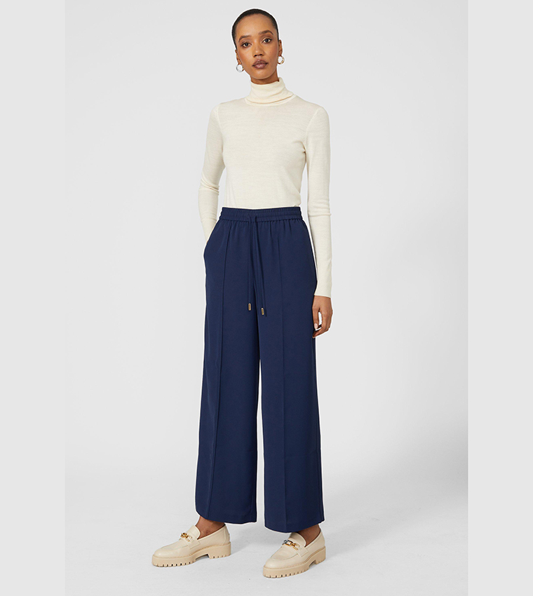 Buy Principles Wide Leg Tailored Trousers In Navy | 6thStreet Kuwait