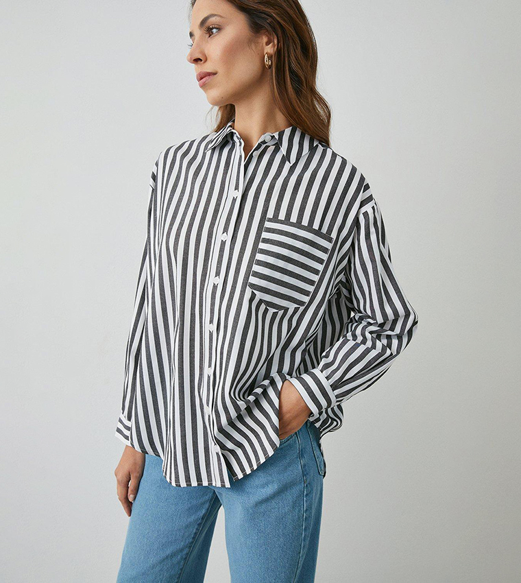 Buy Principles Mono Striped Oversized Shirt In Multiple Colors ...