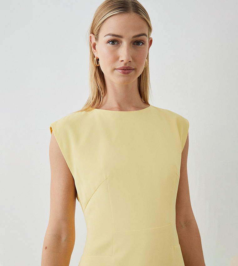 Buy Principles Structured Crepe Waist Detail Mini Dress In Yellow ...