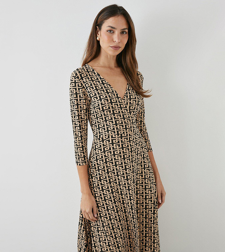 Buy Principles Mono Geo Print Wrap Dress In Multiple Colors | 6thStreet ...