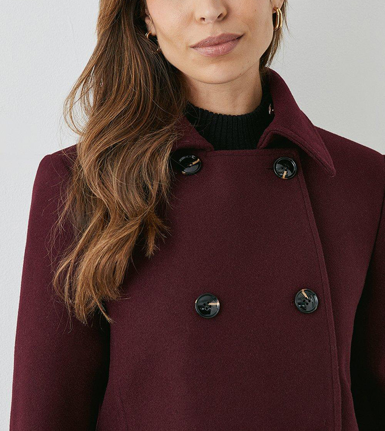 Buy Principles Double Breasted Dolly Coat In Berry | 6thStreet UAE