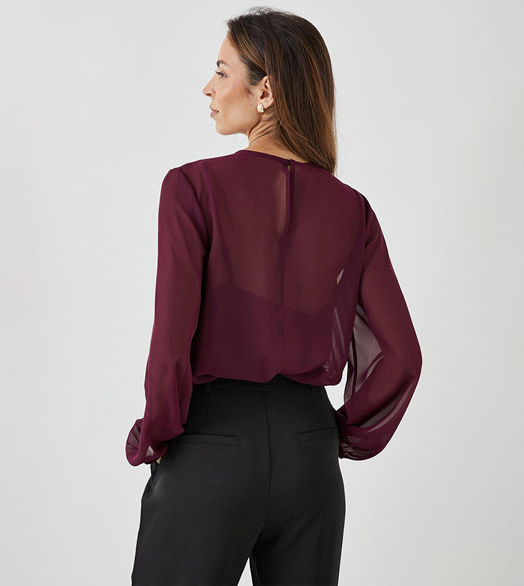 Buy Principles Chiffon Sleeves Top In Purple | 6thStreet Saudi Arabia