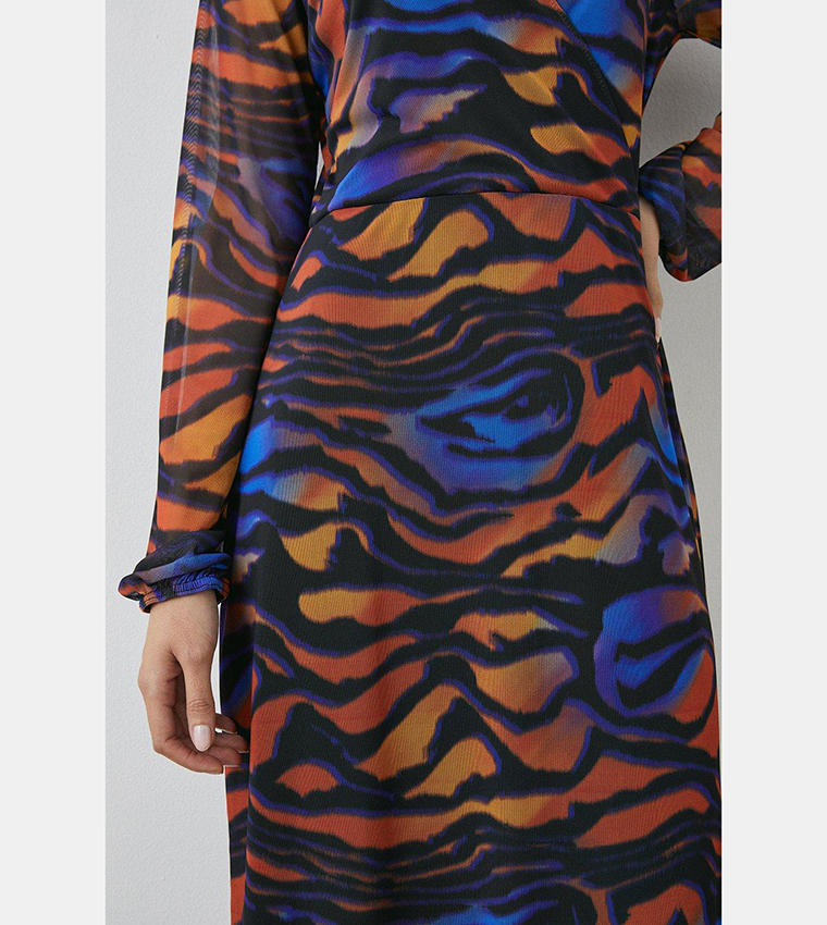 Buy Principles Ombre Tiger Mesh Wrap Midi Dress In Multiple Colors ...