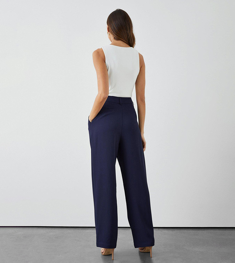 Buy Principles High Waist Wide Leg Trousers In Navy | 6thStreet UAE