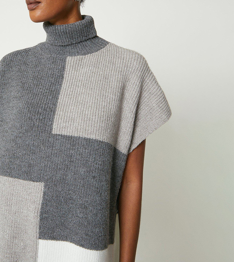 Buy Principles Color Block Roll Neck Tunic In Grey | 6thStreet Qatar