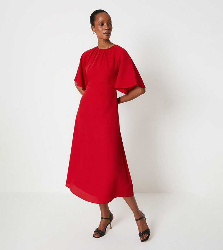 Buy Principles Angel Sleeves Midi Dress In Red | 6thStreet UAE