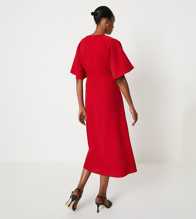 Buy Principles Angel Sleeves Midi Dress In Red | 6thStreet UAE
