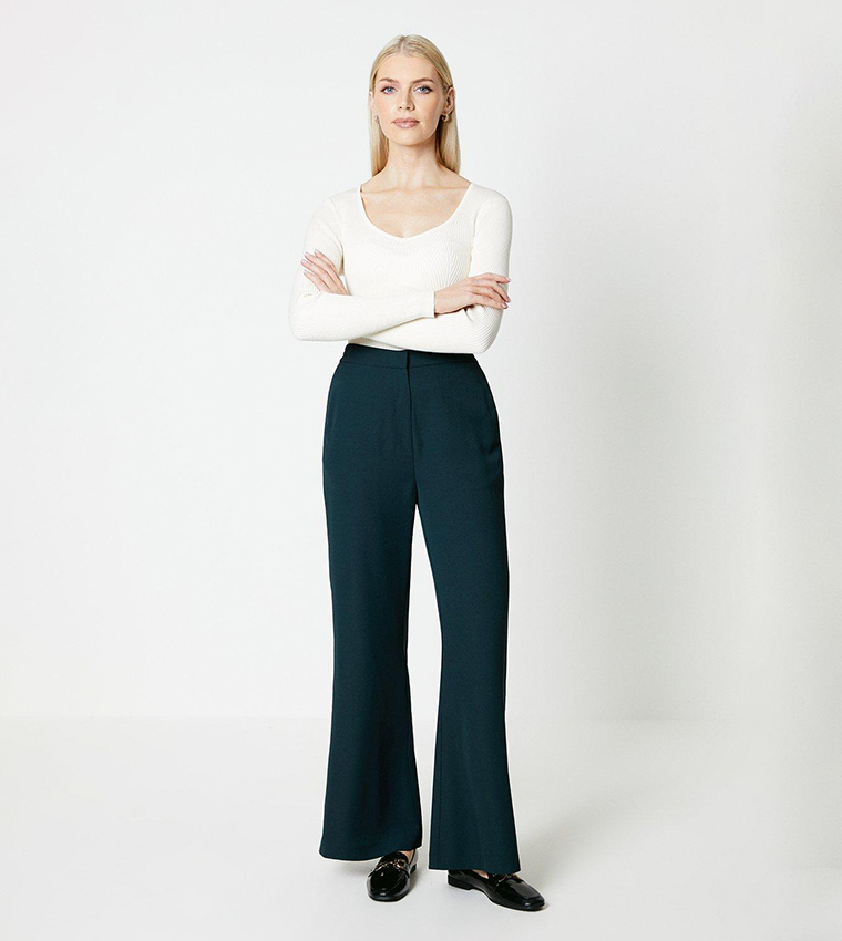 Buy Principles Pipe Detail Wide Leg Trousers In Green | 6thStreet UAE